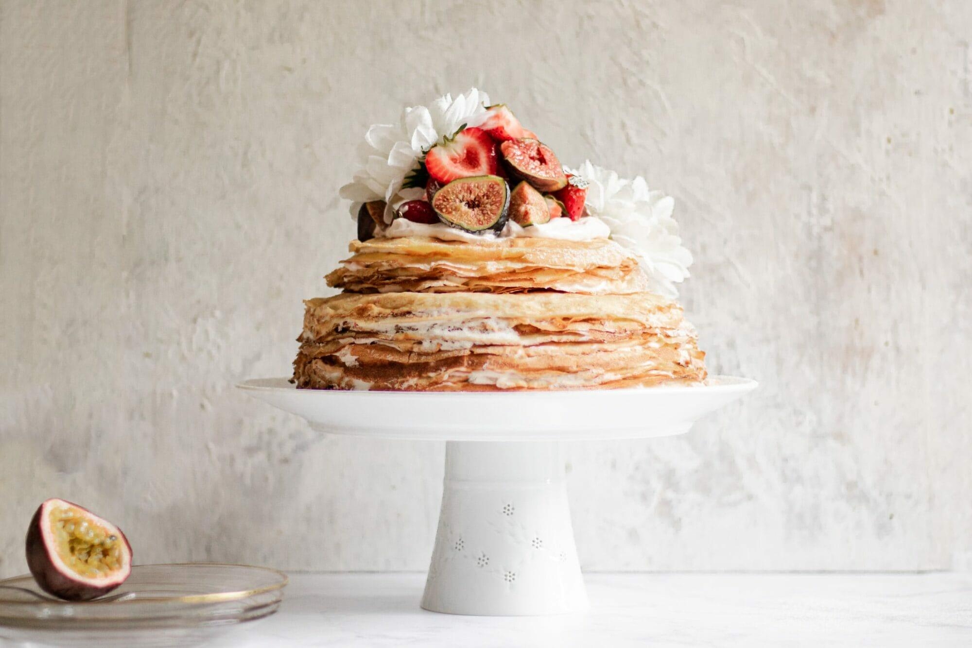 French Elegance in Every Layer: Mille Crêpe Cake With Jam and Whipped ...